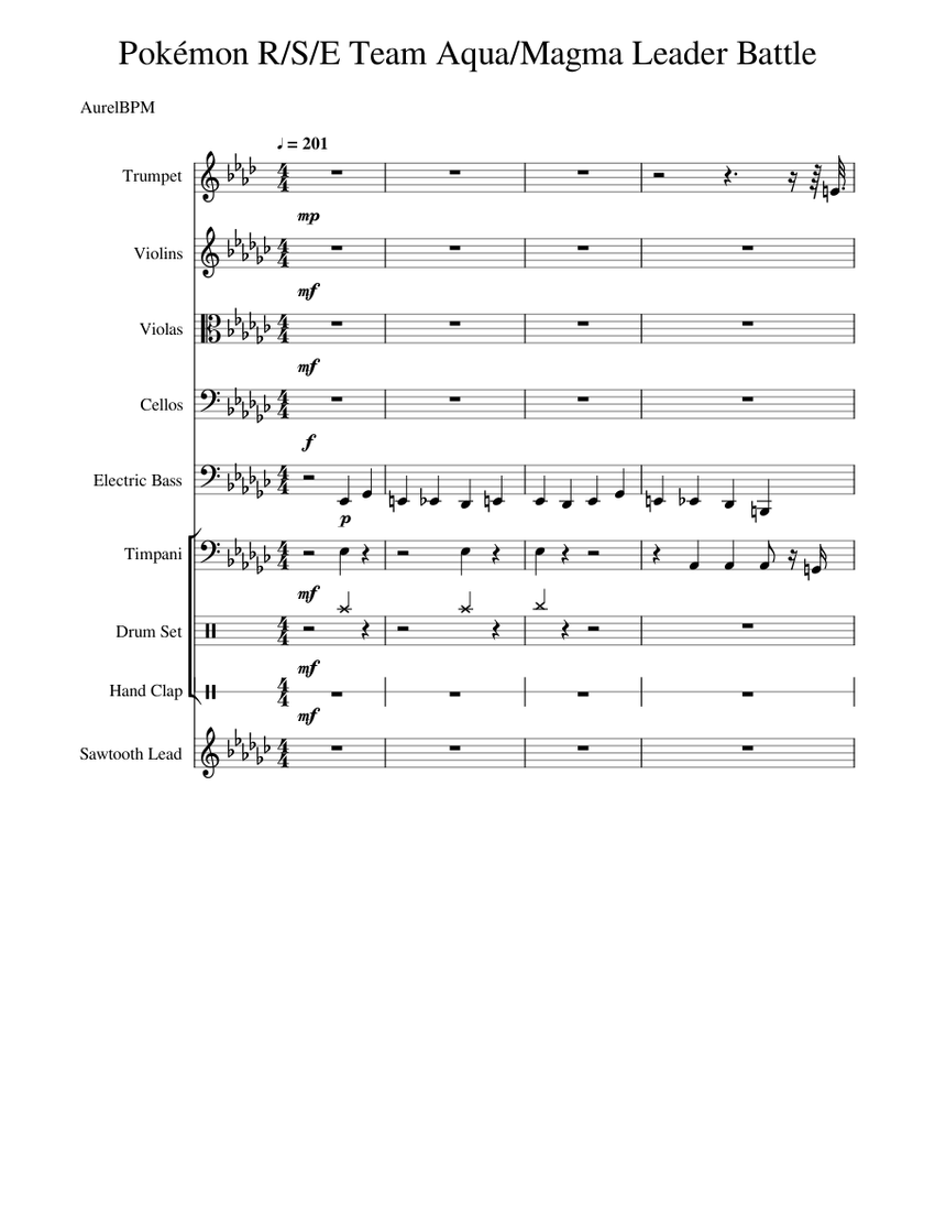 Pokemon R/S/E : Battle ! Vs. Archie/Maxie (OST) Sheet Music for Piano ...