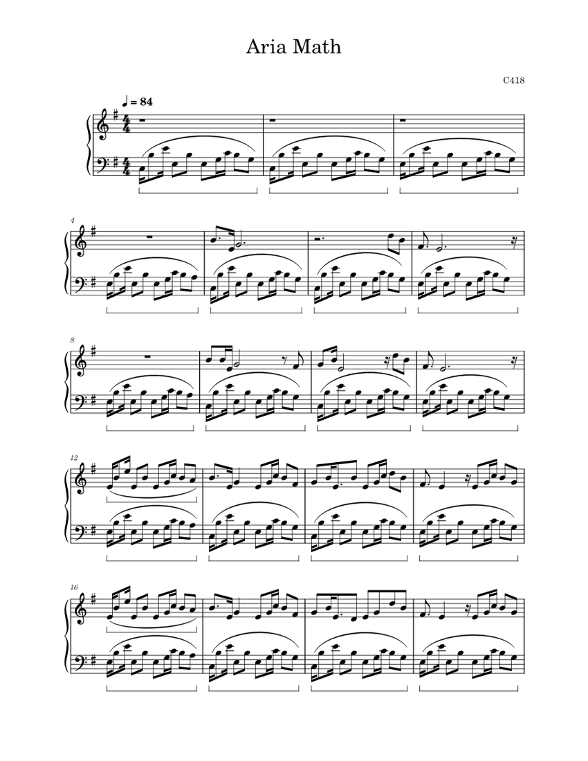Aria Math – C418 Sheet music for Piano (Solo) | Musescore.com