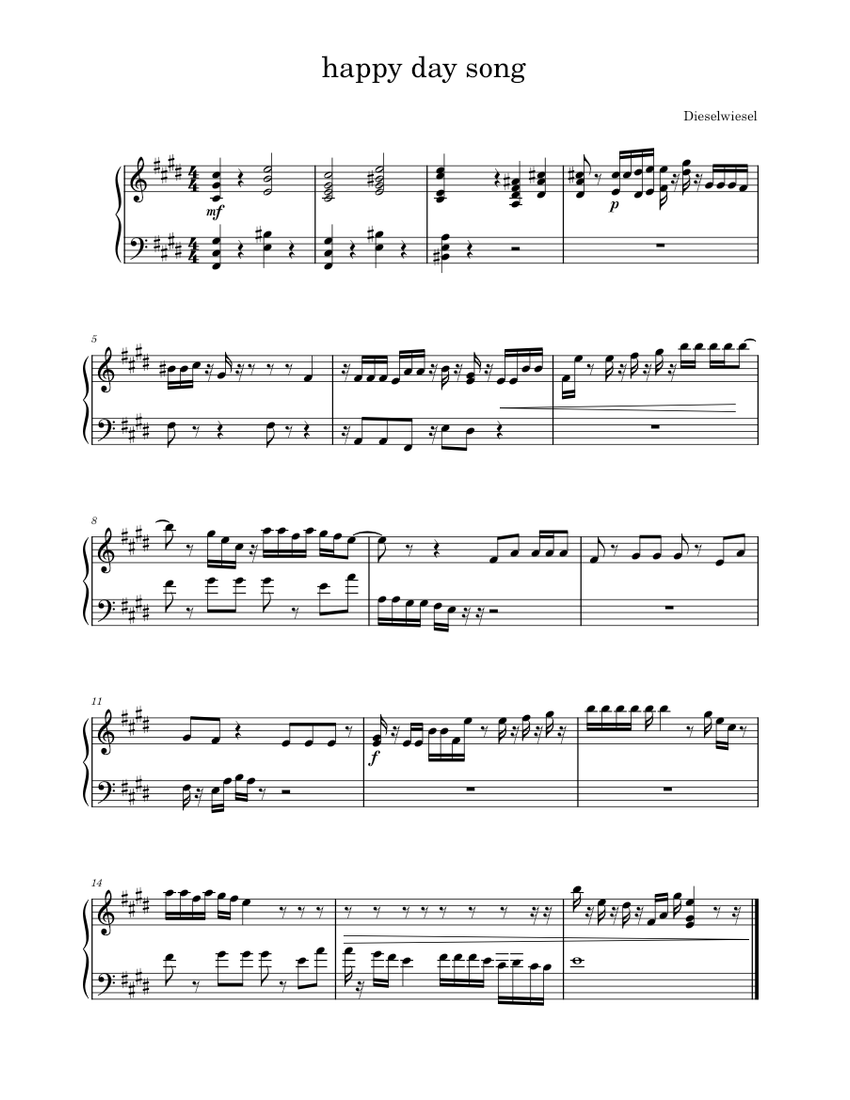 happy day song Sheet music for Piano (Solo) | Musescore.com
