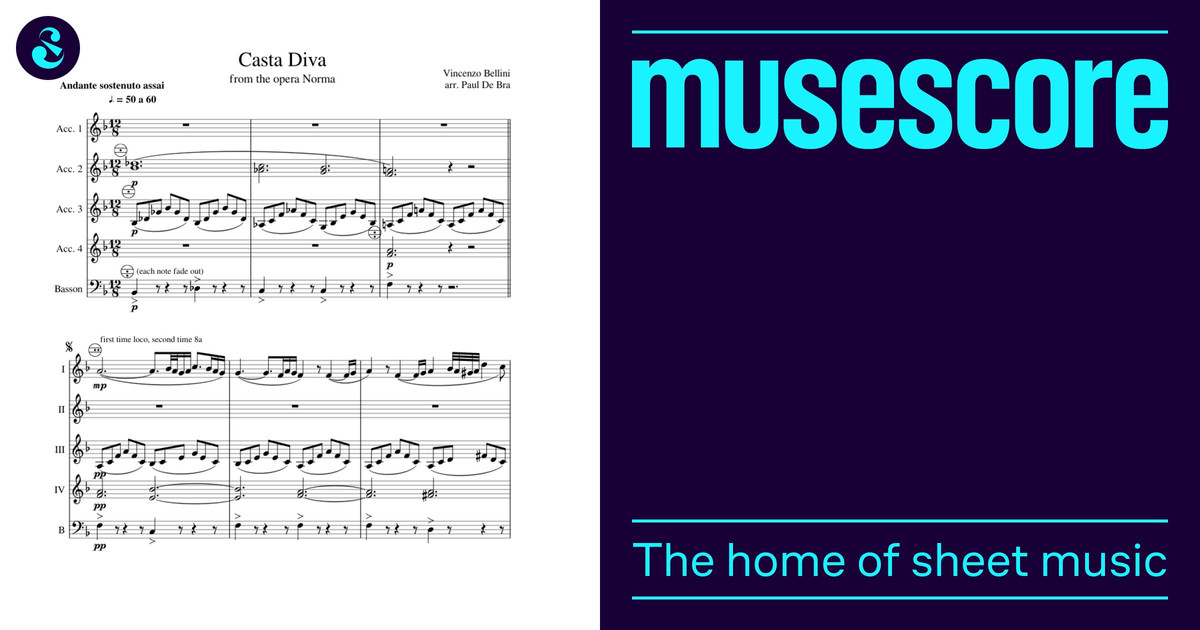 Casta-Diva Sheet Music for Accordion (Mixed Quintet) | MuseScore.com