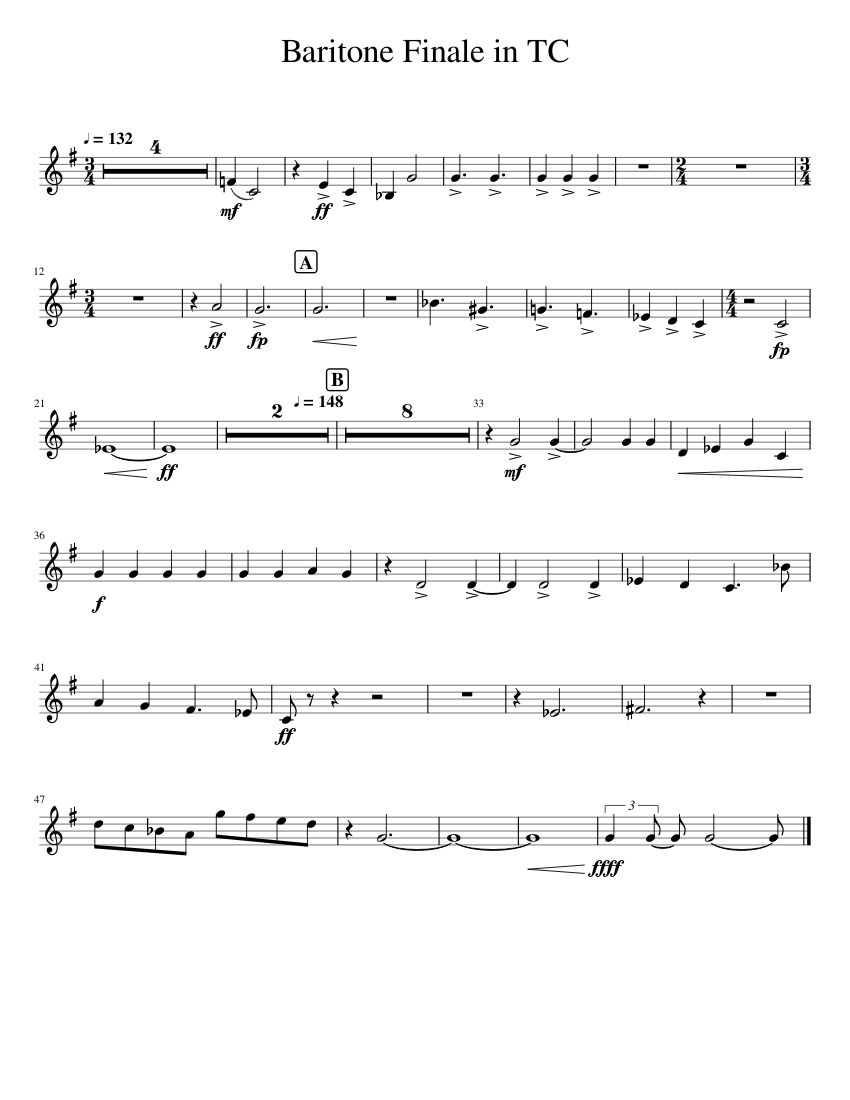 Baritone Finale in TC Sheet music for Baritone horn (Marching Band ...
