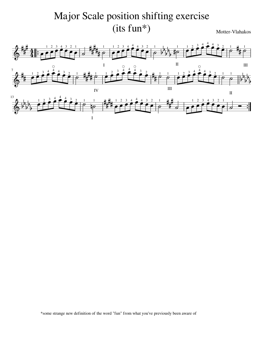 Major Scale position shifting exercise for violin Sheet Music for ...