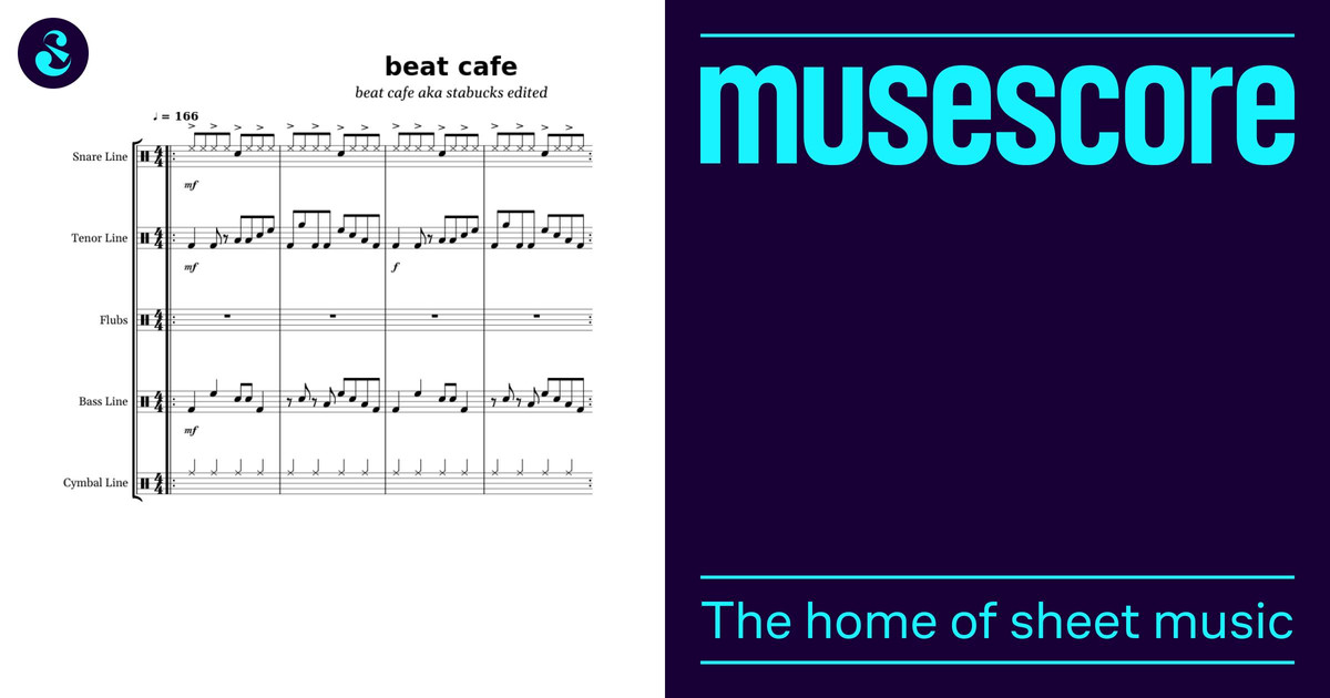 beat cafe – elianbarcelo5 Sheet music for Snare drum, Crash, Tenor drum, Bass drum (Percussion ...