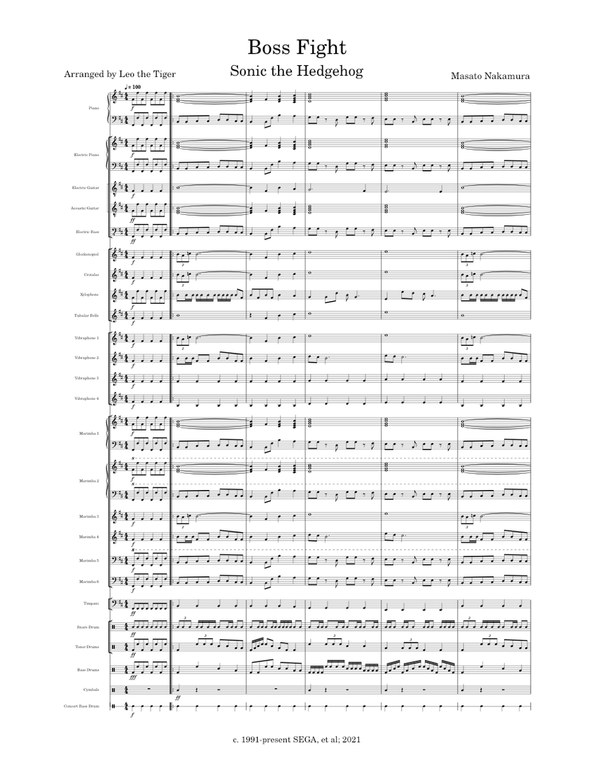 Arrangement: Boss Fight (Sonic the Hedgehog) Sheet Music for Piano ...