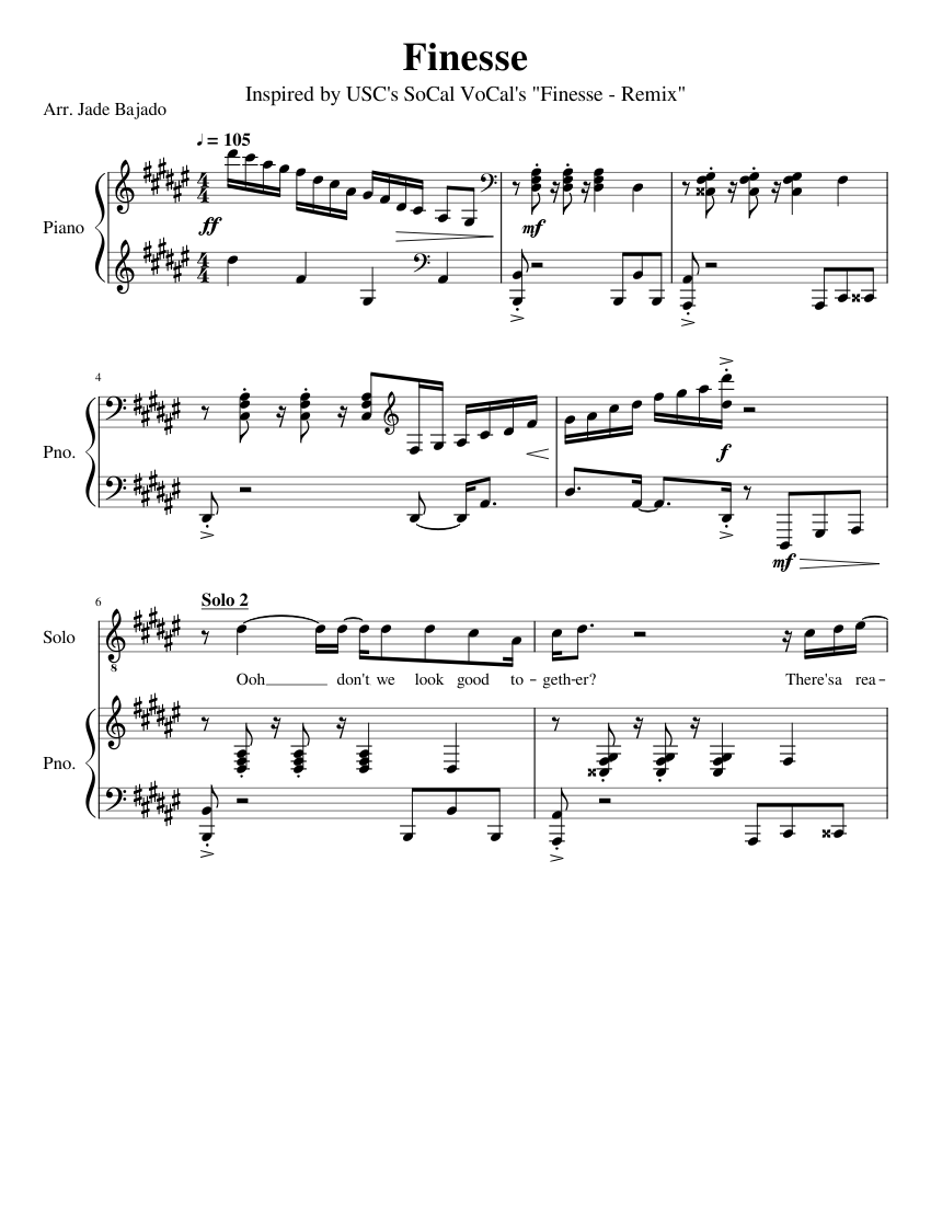 Finesse Sheet music for Piano, Vocals, Female, Male (Mixed Quartet ...