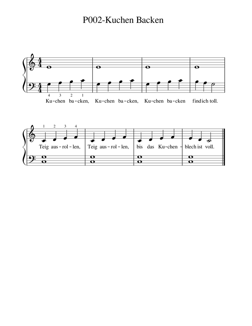 P002-Kuchen_Backen Sheet music for Piano (Solo) | Musescore.com