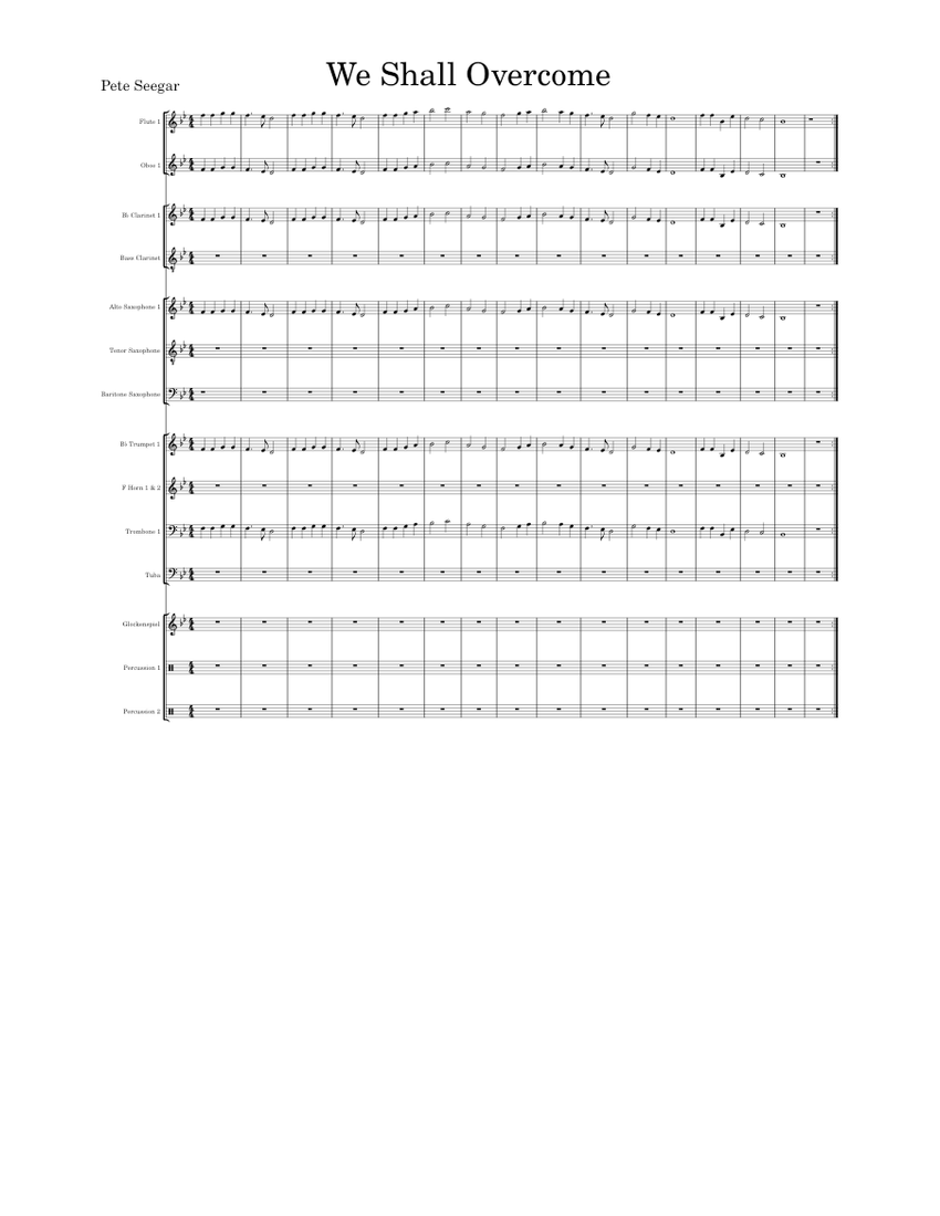 We Shall Overcome Sheet Music for Trombone, Tuba, Flute, Oboe & more ...