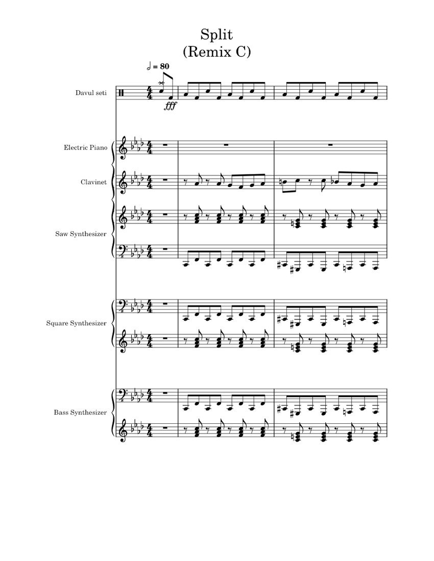 Split EX (C Remix) – Ardolf Sheet Music for Piano, Clavichord, Bass ...