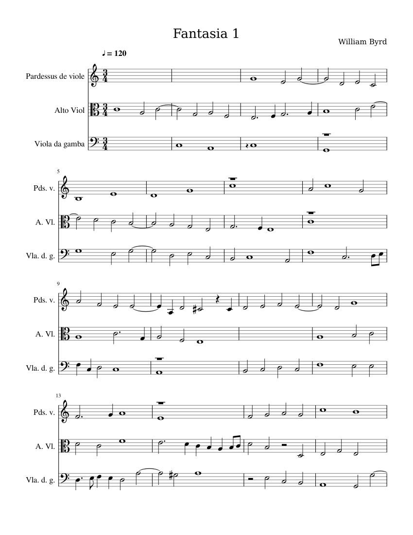 Fantasia 1 Sheet music for Viol (String Duet) | Musescore.com