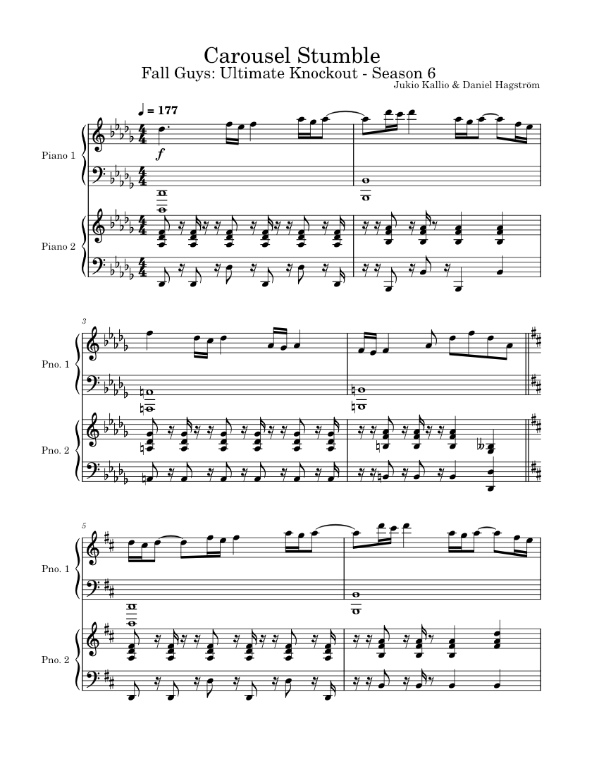 Carousel Stumble – Jukio Kallio, Daniel Hagstrom Sheet music for Piano ...