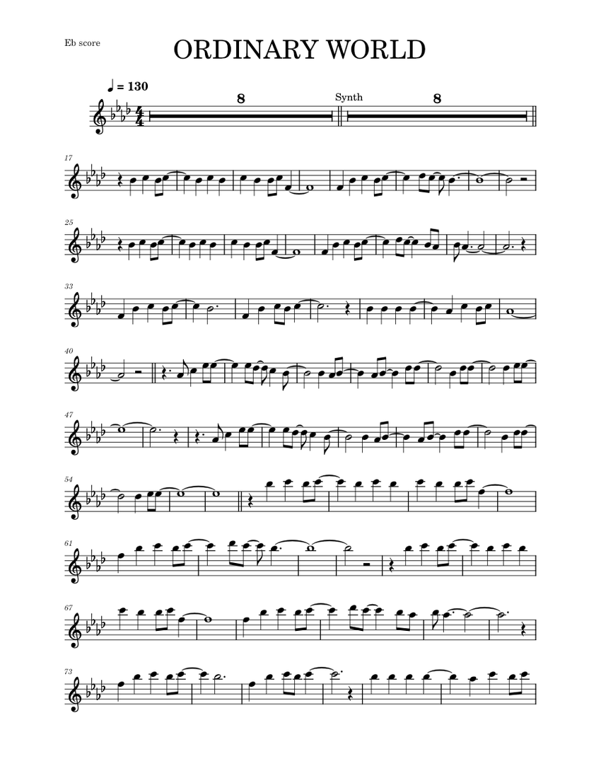 Ordinary world (RMX) - Alto Sax Sheet Music with Chords for Saxophone ...