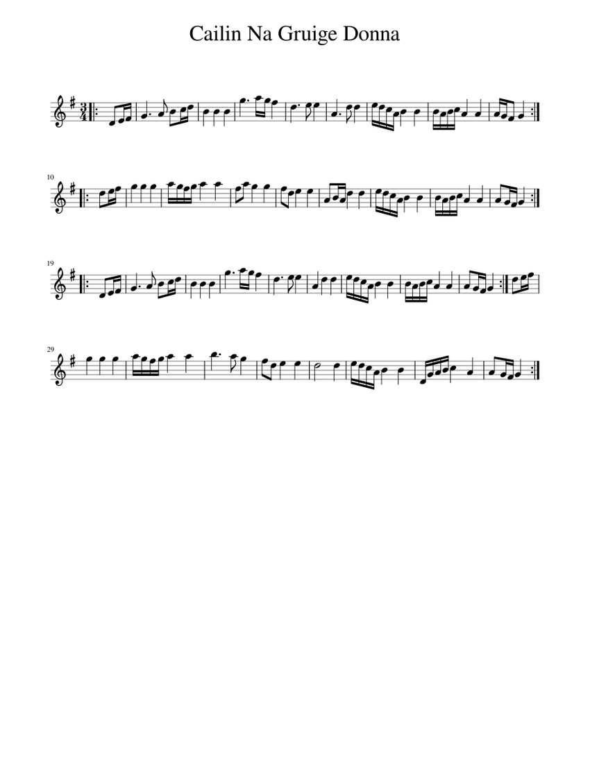 Cailin Na Gruige Donna Sheet music for Piano (Solo) Easy | Musescore.com