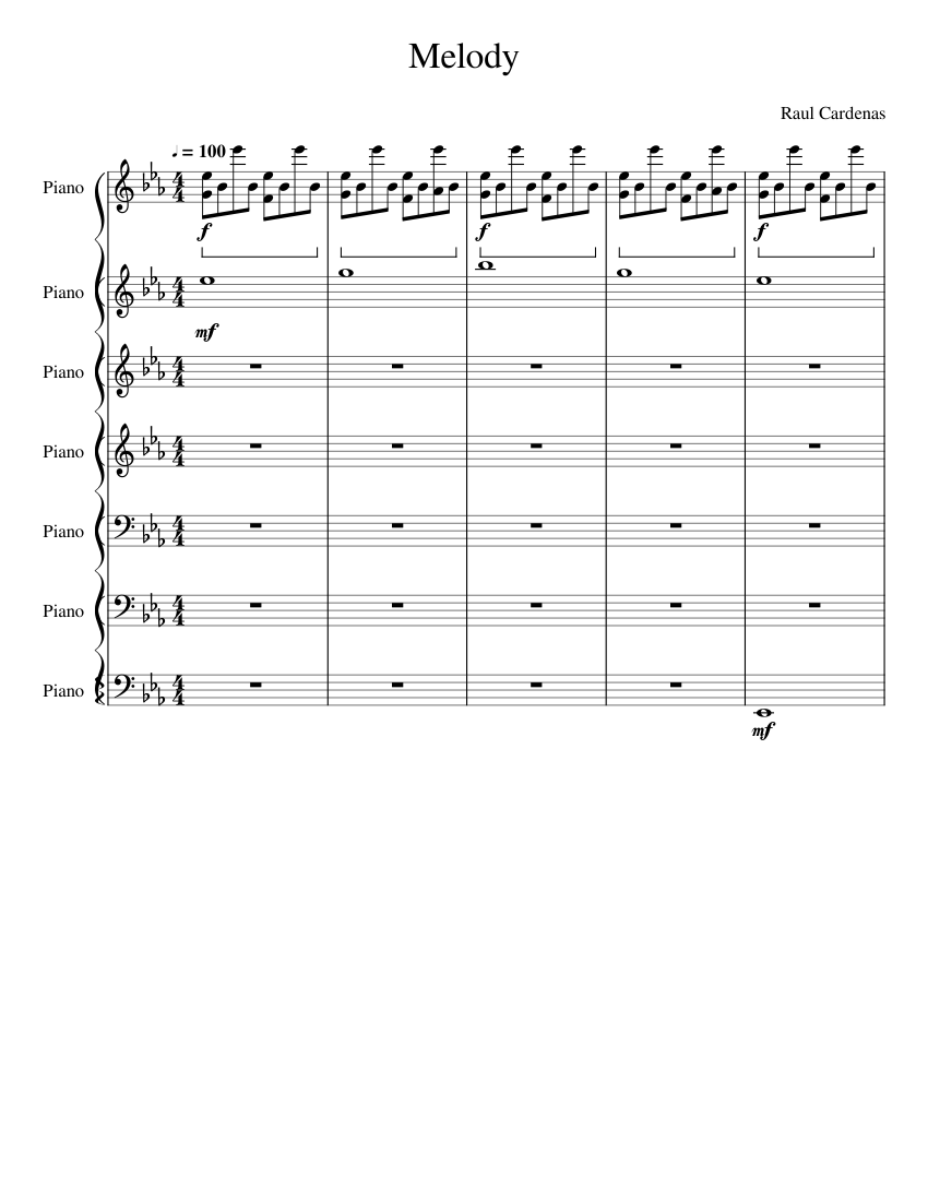Melody Sheet Music for Piano (Mixed Ensemble) | MuseScore.com