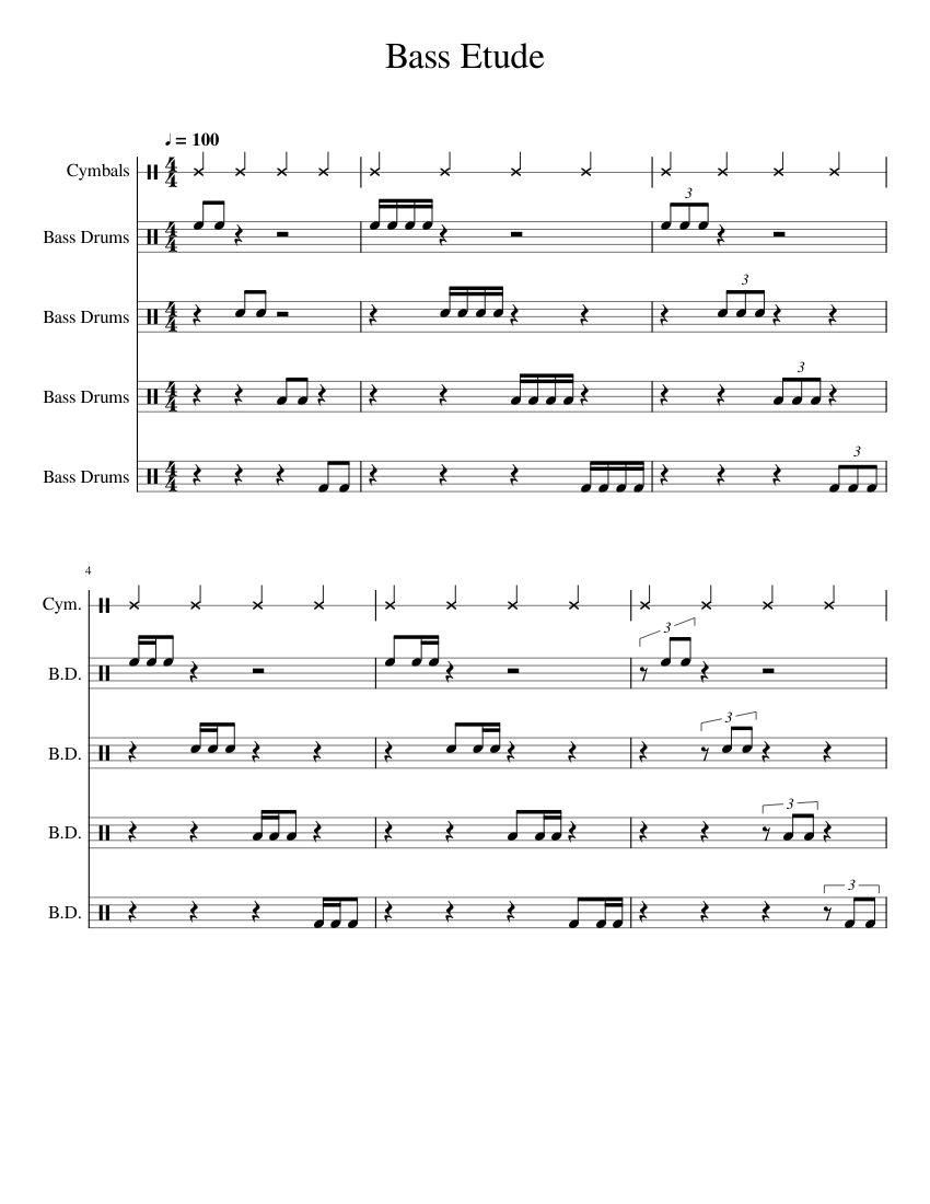 Bass Etude Sheet music for Crash, Bass drum (Drum Corps (Modern ...