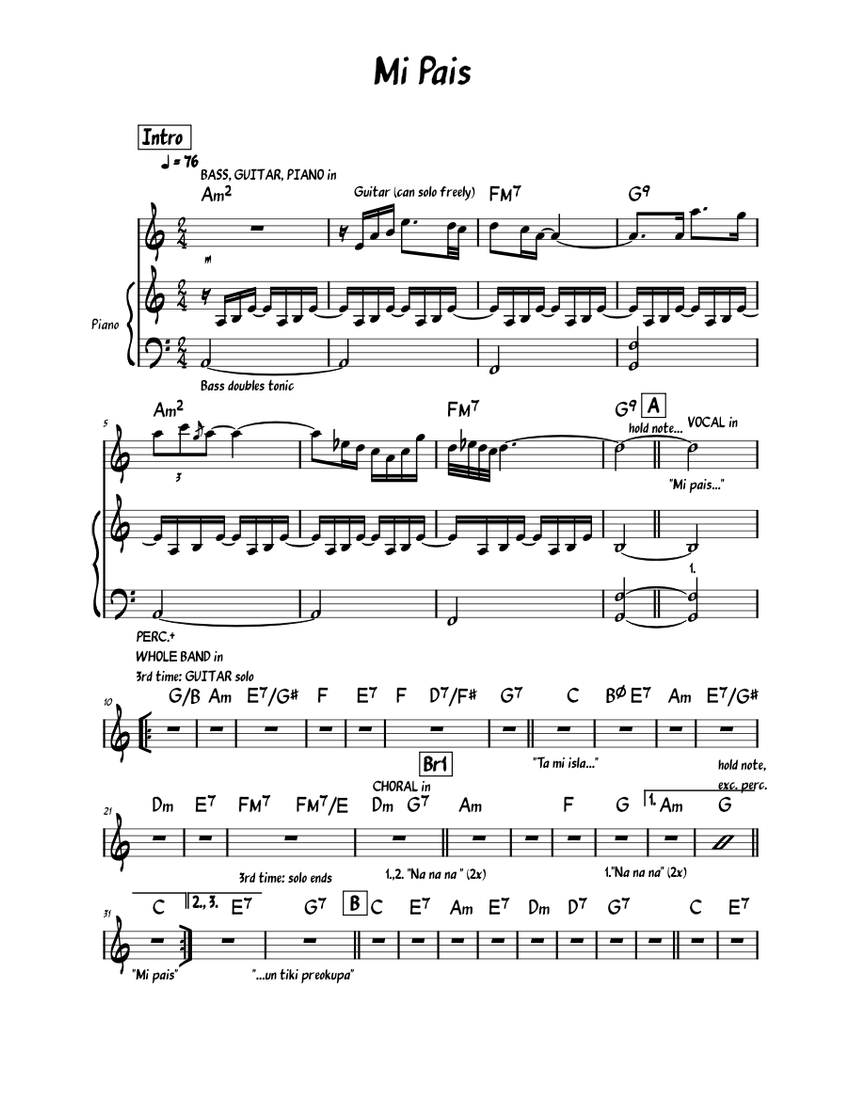 Mi Pais – Izaline Calister Mi Pais Sheet music for Piano (Concert Band ...