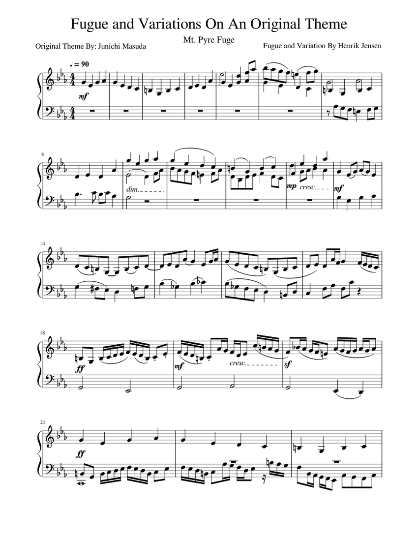 Fugue and Variations On An Original Theme Sheet music for Piano (Solo ...