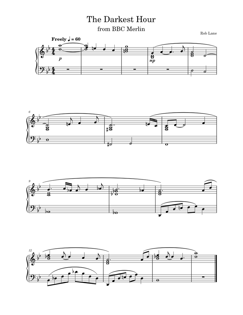 The Darkest Hour - BBC Merlin Sheet music for Piano (Solo) | Musescore.com