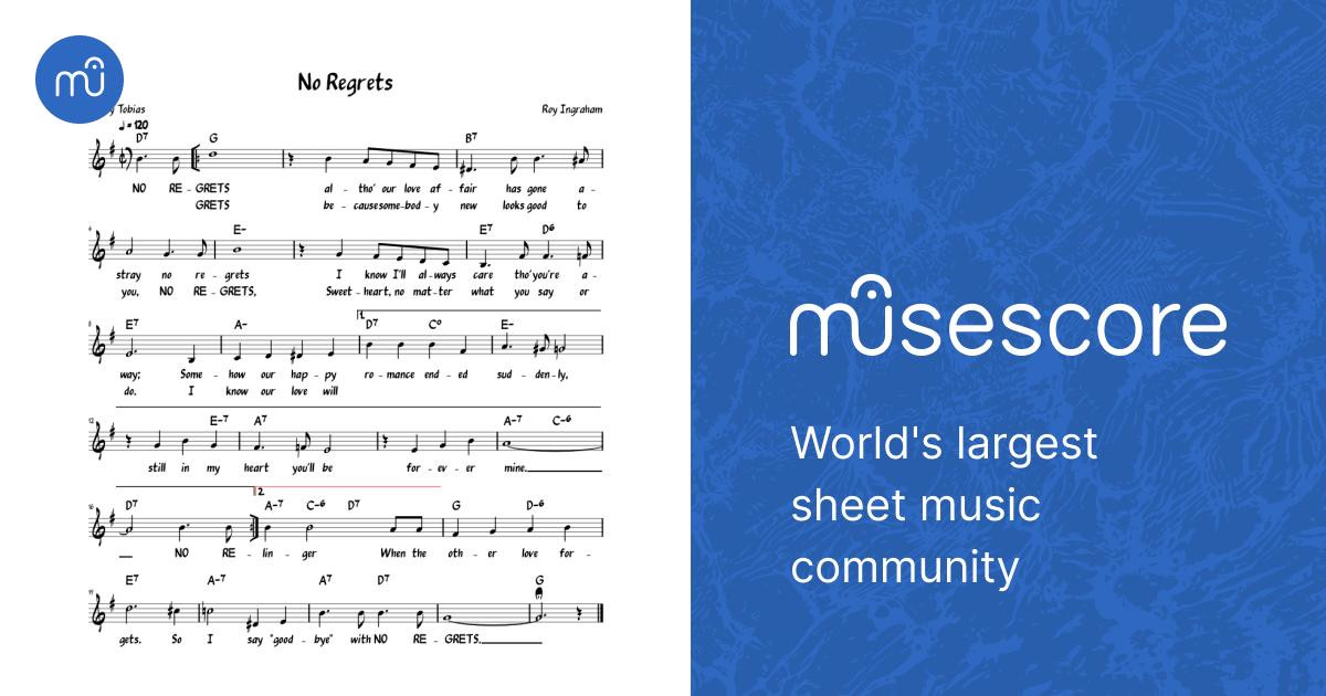 No Regrets (Lead sheet with lyrics ) Sheet Music with Chords for Piano ...