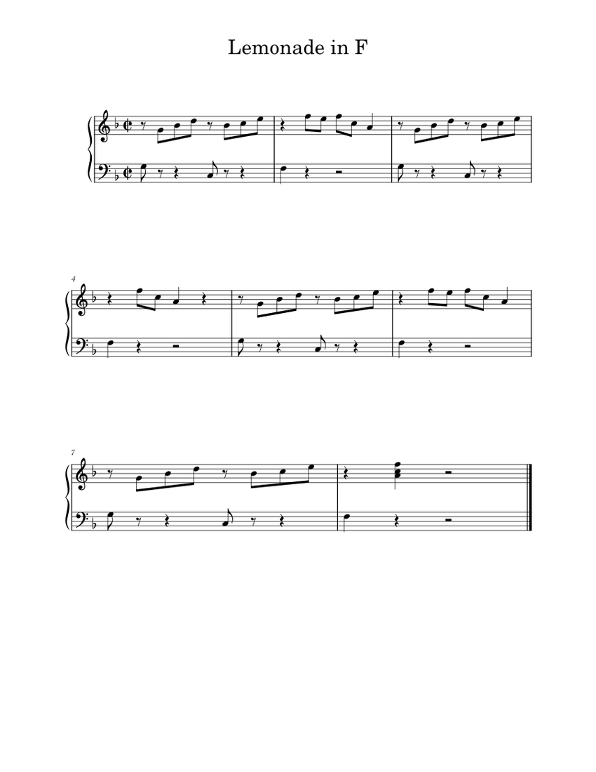 Lemonade in F Sheet music for Piano (Solo) Easy | Musescore.com
