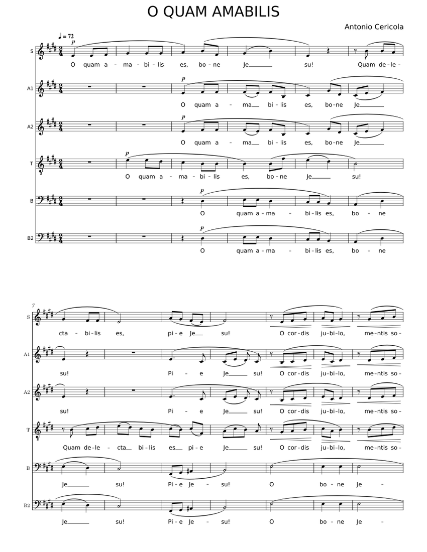 O quam amabilis - Cericola SATB - piano tutorial