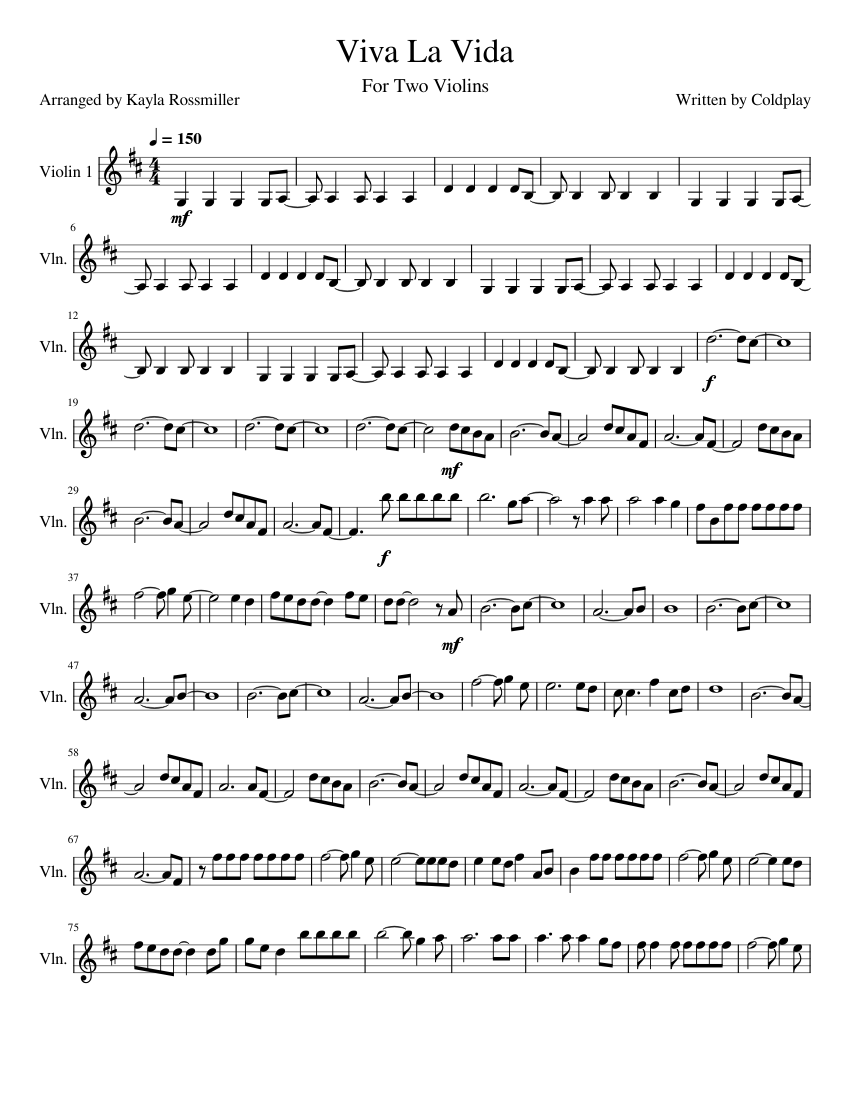 Viva la vida prim Sheet music for Violin (Solo) | Musescore.com