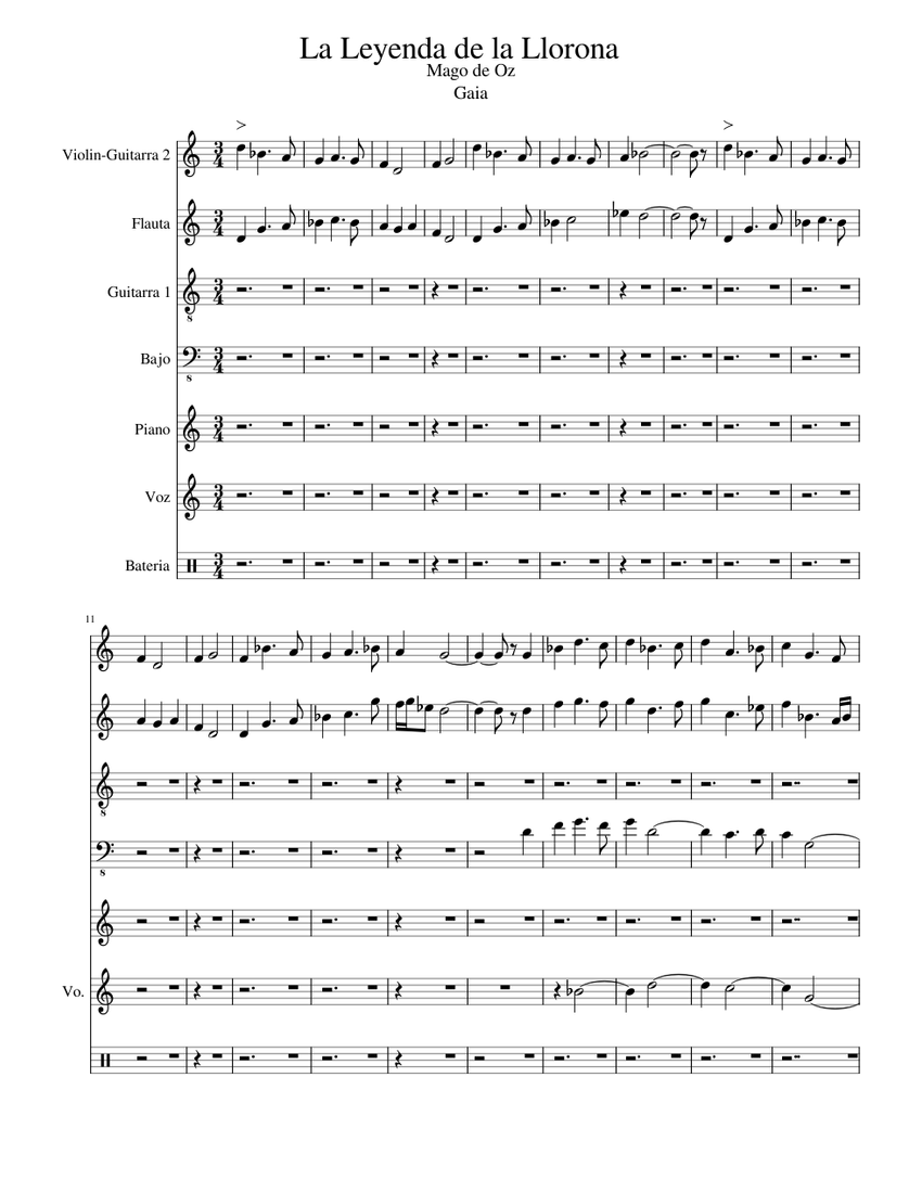 La Leyenda de la Llorona (Oficial) Sheet Music for Piano, Vocals (Piano ...