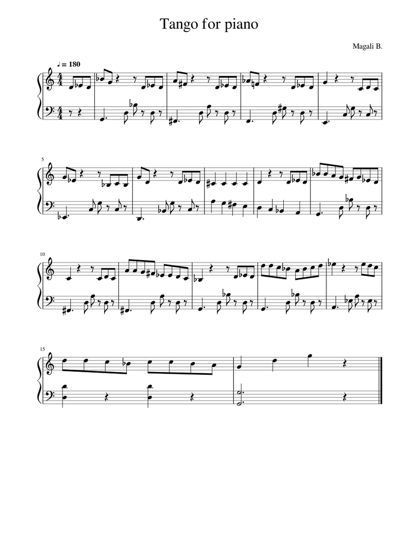 Tango for piano Sheet music for Piano (Solo) Easy | Musescore.com