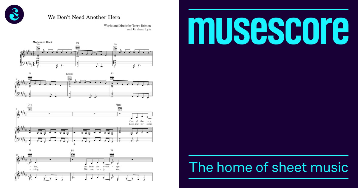 WE DON'T NEED ANOTHER HERO - TERRY BRITTEN Sheet music for Piano ...
