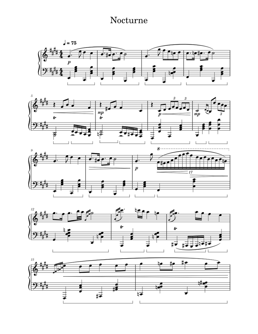 Nocturne Sheet music for Piano (Solo) | Musescore.com