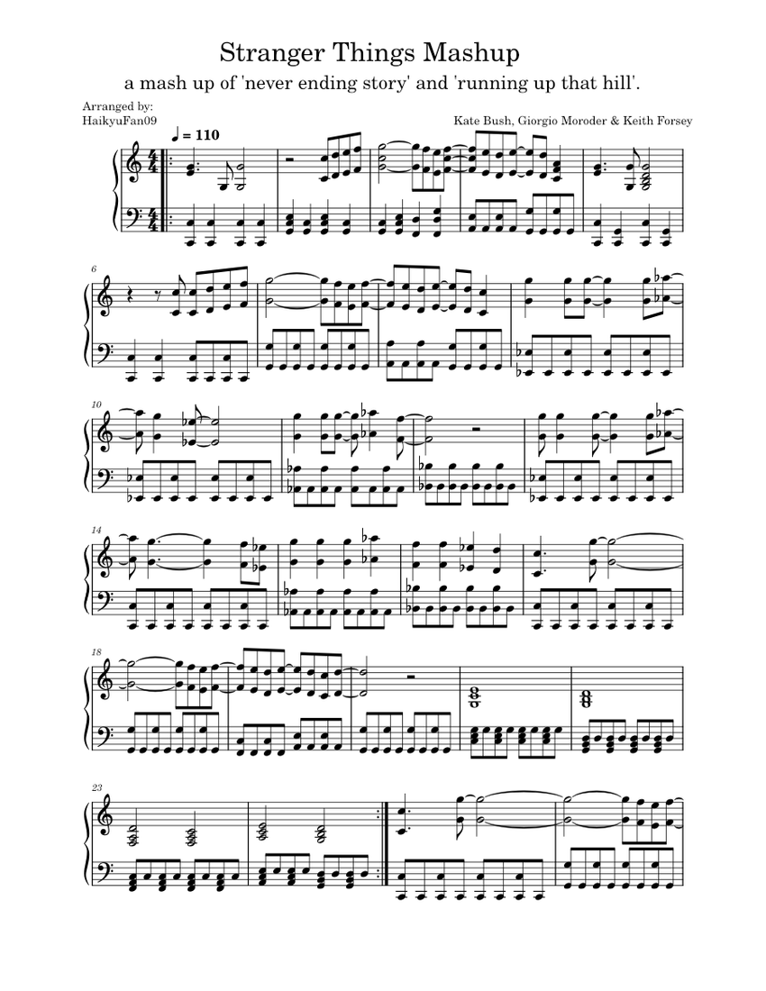 stranger things medley Sheet Music for Piano (Solo) | MuseScore.com