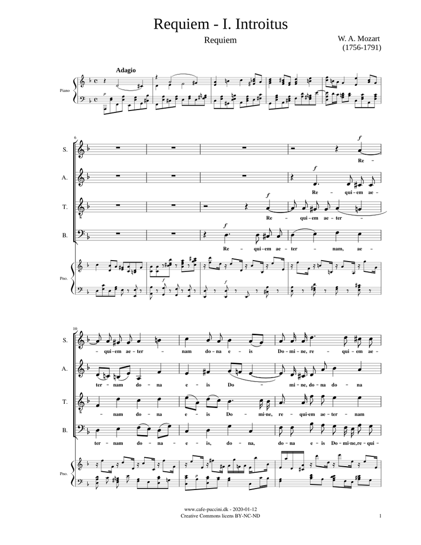 Requiem - I. Introitus Sheet music for Piano, Bass guitar (Mixed Duet ...