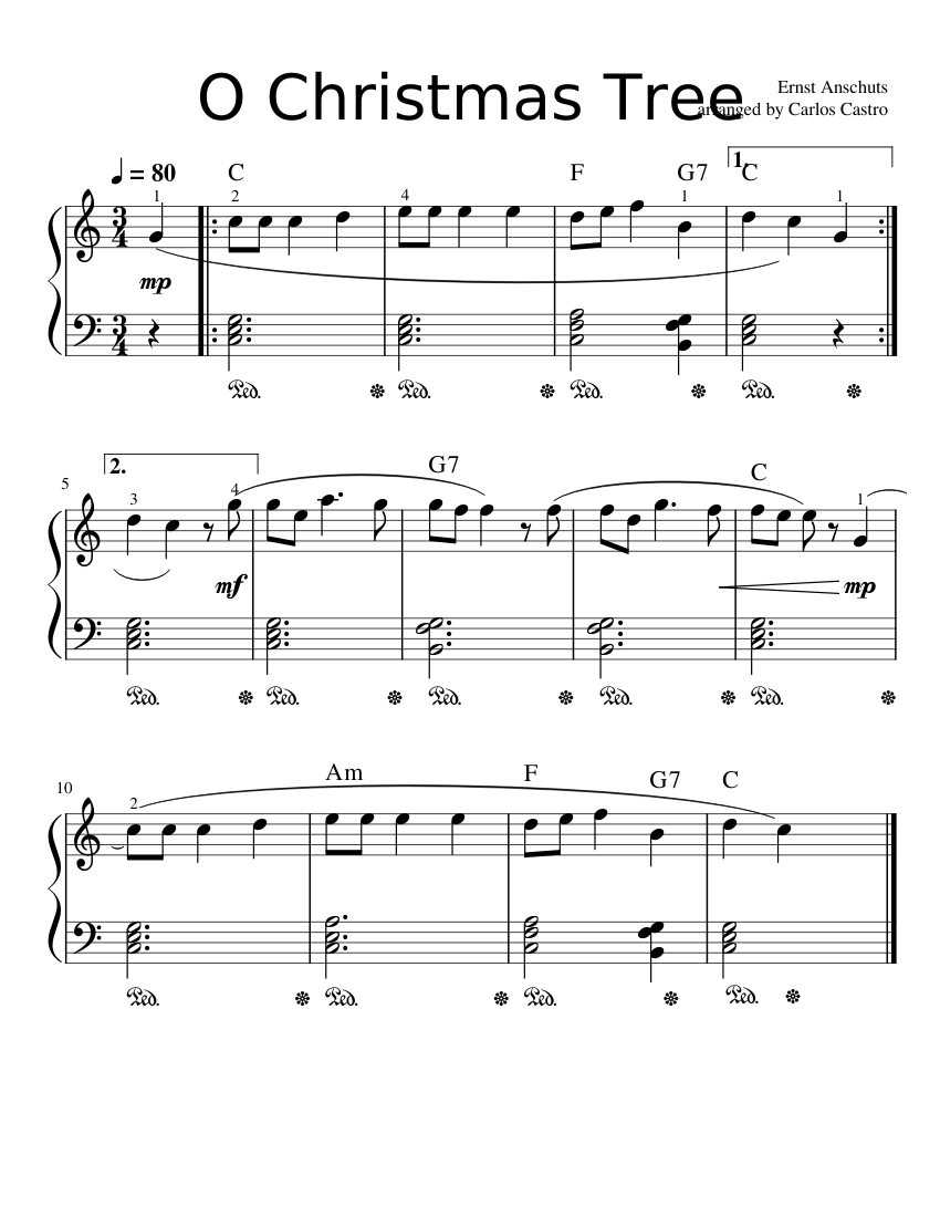 O Christmas Tree easy piano Sheet music for Piano (Solo) | Musescore.com