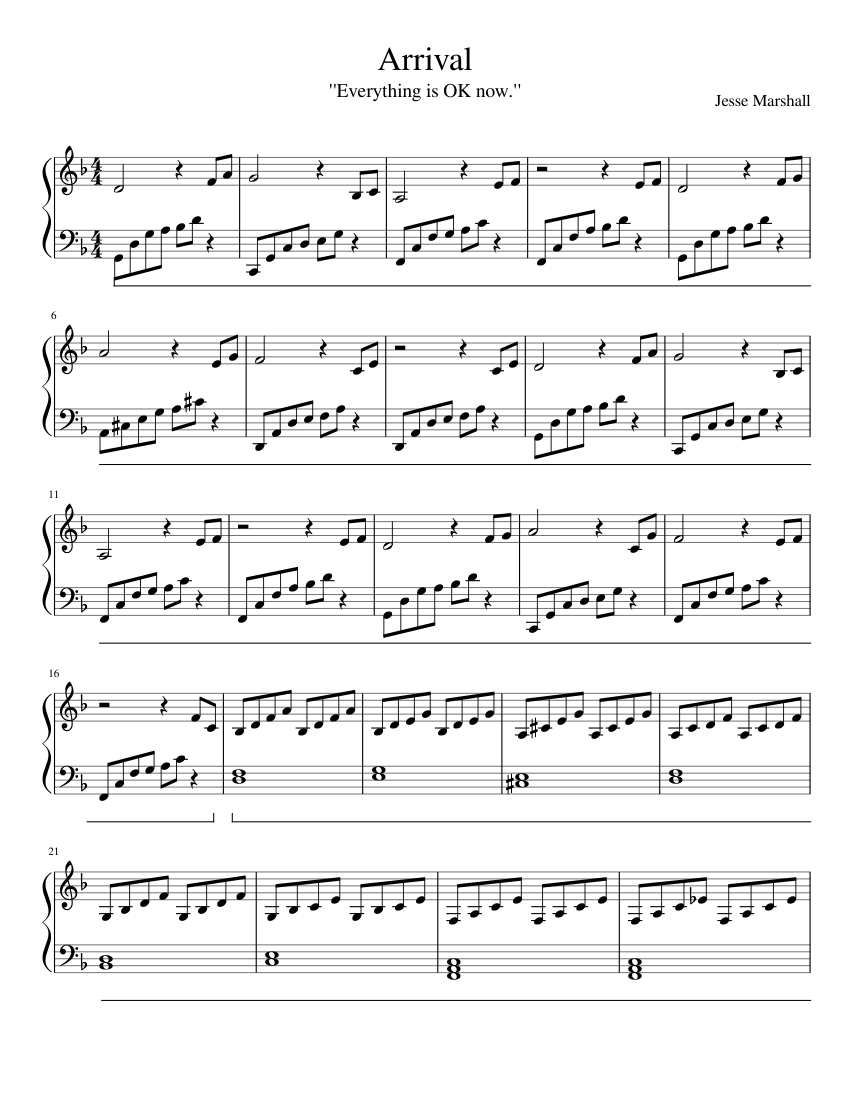 Arrival Sheet music for Piano (Solo) | Musescore.com