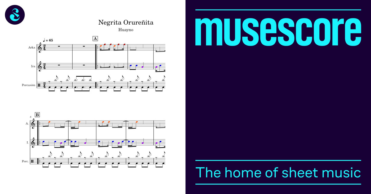 Negrita Orureñita (8va) Sheet music for Drum group, Flute other (Mixed ...