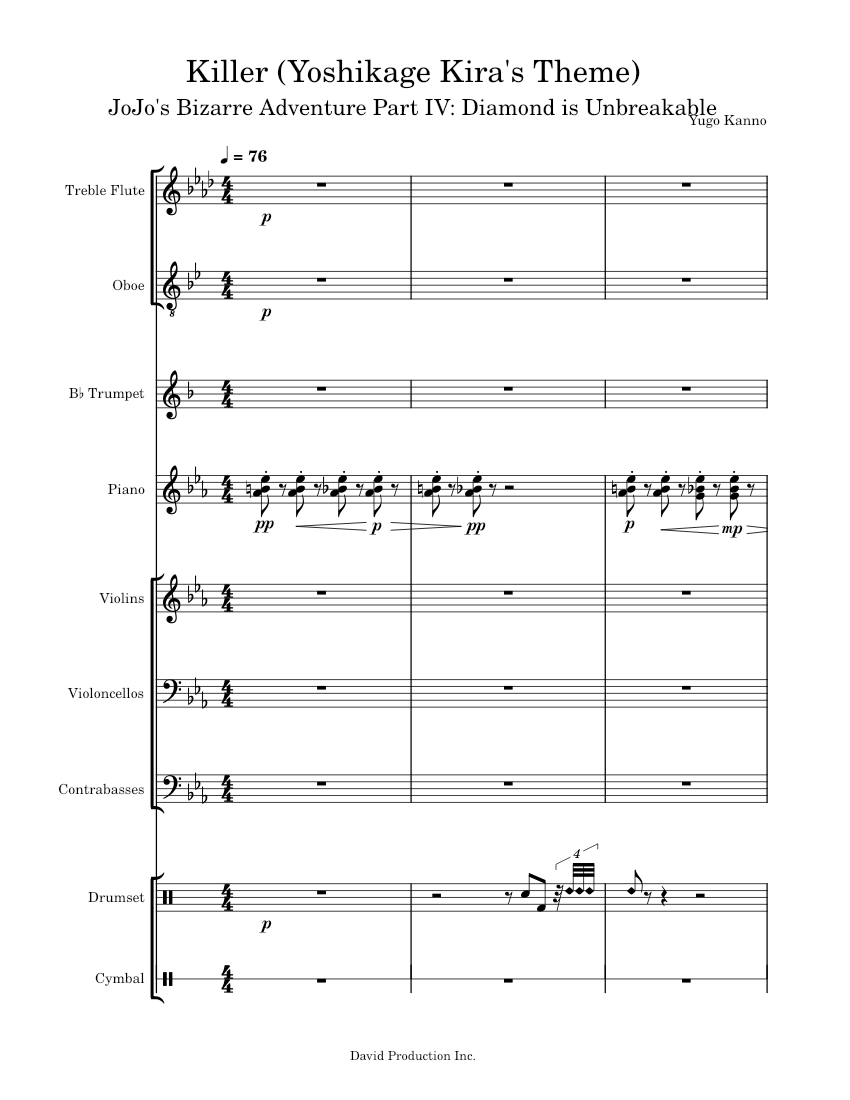 Killer – Yugo Kanno Sheet music for Piano, Flute, Oboe, Trumpet in b ...