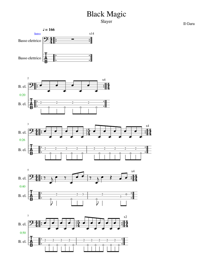 Black Magic Sheet music for Bass guitar (Mixed Duet) | Musescore.com