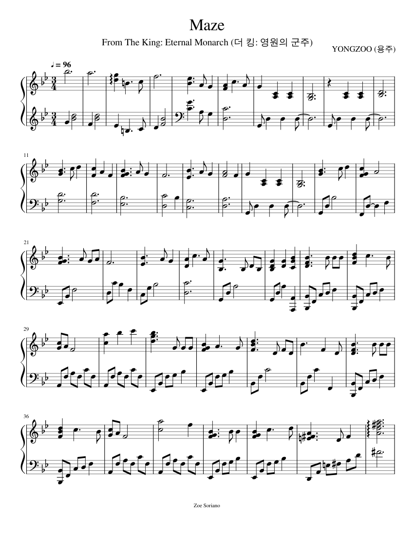 Maze Sheet Music for Piano (Solo) | MuseScore.com