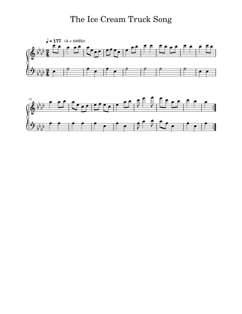 The Ice Cream Truck Song Sheet Music for Piano (Solo) easy | MuseScore.com