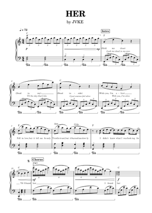 Her – JVKE Sheet Music for Piano (Solo) | MuseScore.com