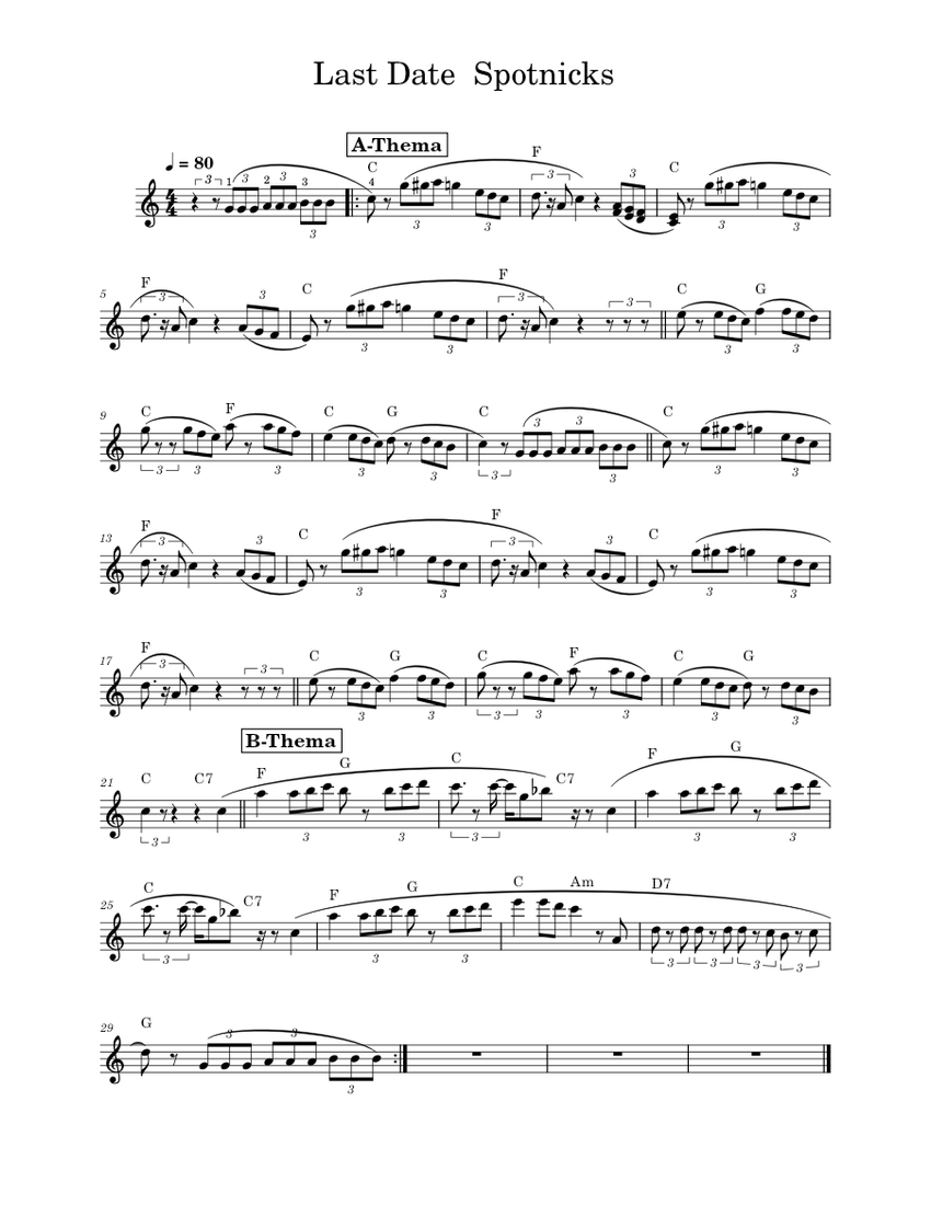 Last date Sheet Music with Chords for Piano (Solo) Easy | MuseScore.com