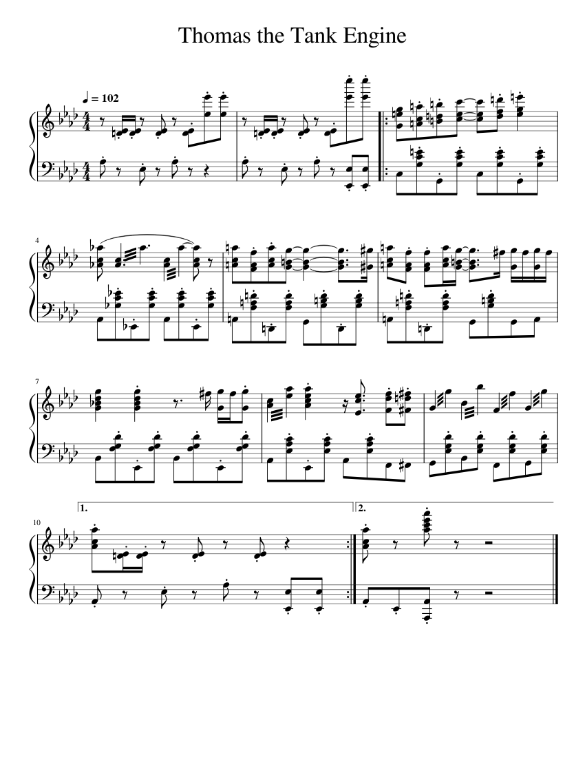 Thomas The Tank Engine Theme – Misc Cartoons Sheet music for Piano ...