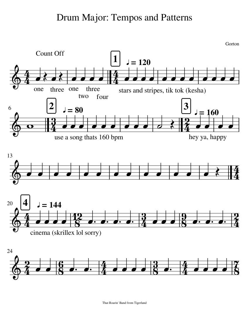 Drum Major: Tempos and Patterns Sheet music for Piano (Solo) Easy ...