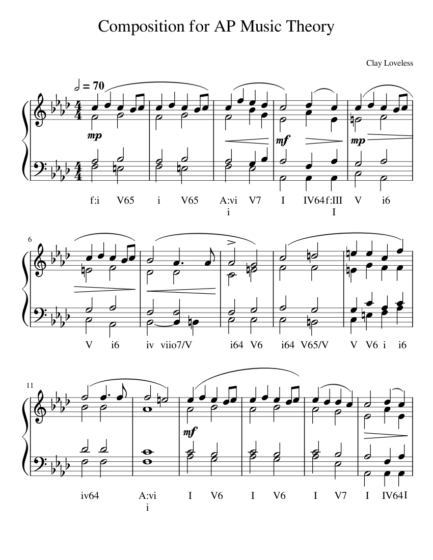 Composition for AP Music Theory draft new Sheet music for Piano (Solo ...