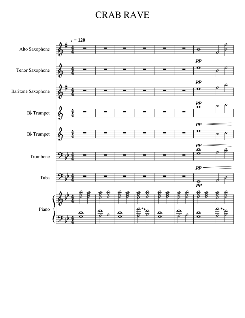CRAB RAVE Sheet music for Piano, Trombone, Tuba, Saxophone alto & more ...