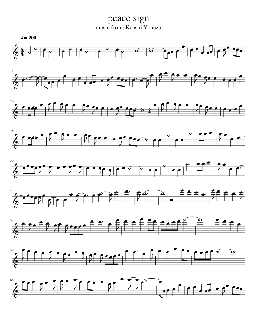 Peace sign mscz Sheet music for Saxophone alto (Solo) | Musescore.com