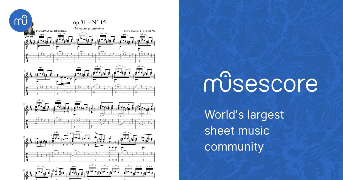 Op 31 - n° 15 – Fernando Sor Sheet Music and Tab for Guitar (Solo ...