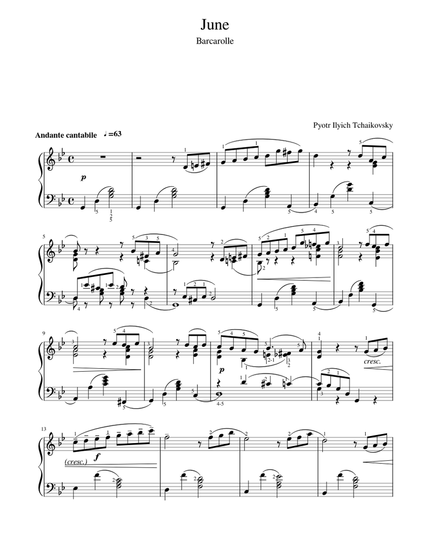 June Sheet music for Piano (Solo) | Musescore.com
