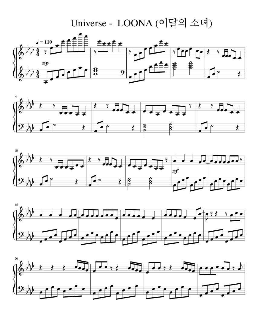 Universe – LOONA (이달의 소녀) Sheet music for Piano (Solo) | Musescore.com