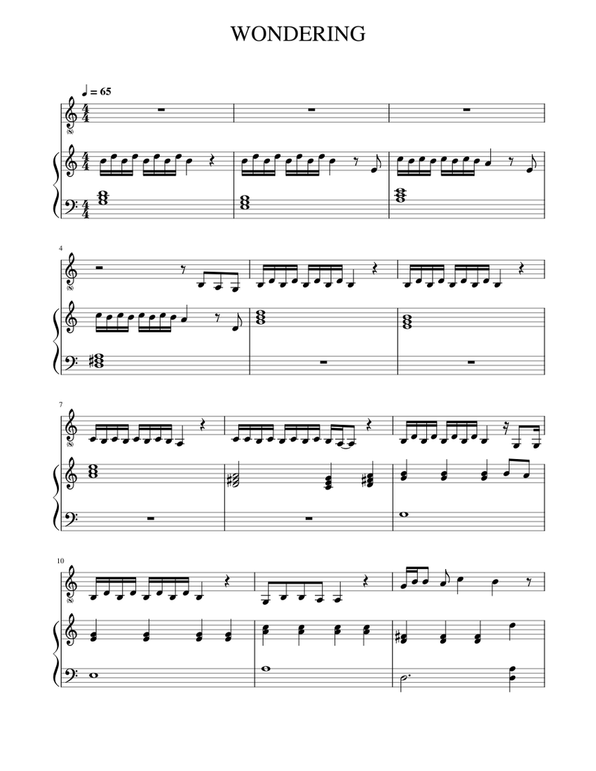 WONDERING – Olivia Rodrigo & Julia Lester Sheet music for Piano, Vocals ...