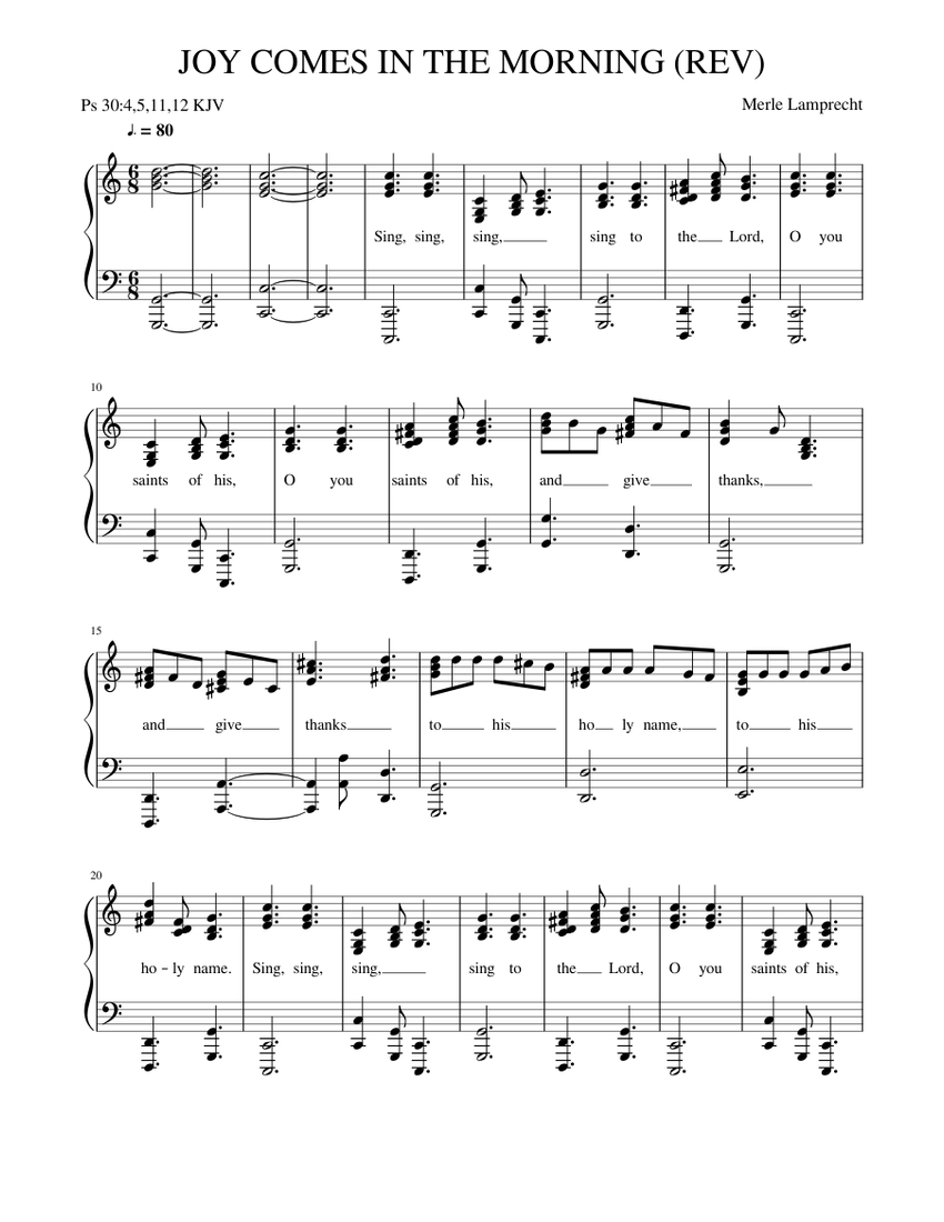 JOY COMES IN THE MORNING REV Sheet Music for Piano (Church Choir) easy ...